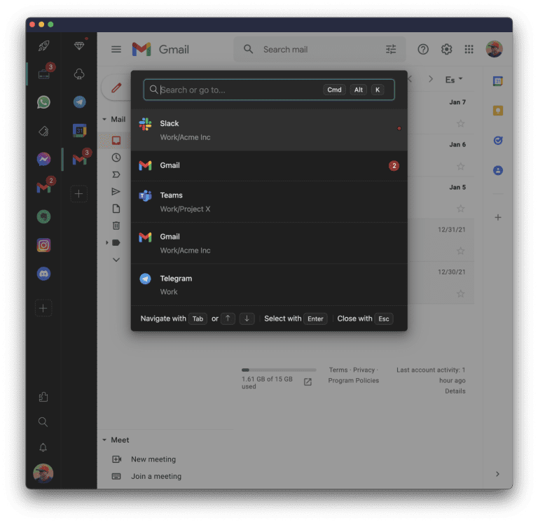 Quick Search - Rambox Workspace Simplifier