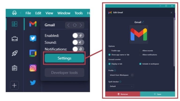Rambox Workspaces - Rambox